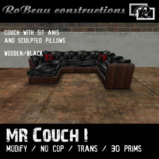 Second Life Marketplace - MR Couch I - Black / Wooden - Special offer