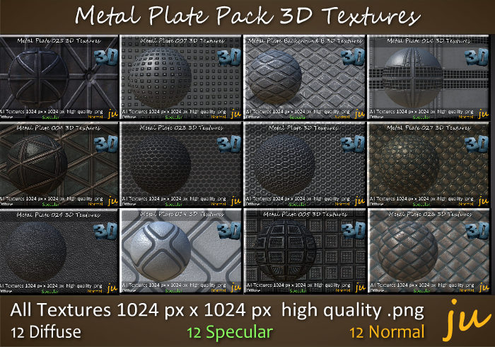 Second Life Marketplace - JU Metal Plate Pack 3D Textures Full Perm