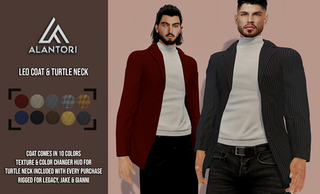 Second Life Marketplace - ALANTORI | Leo Coat & Turtle Neck Mustard for ...