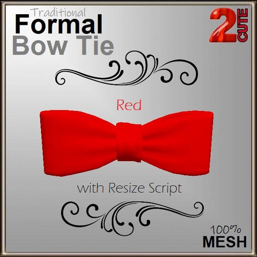 Second Life Marketplace - 2cute Formal Bow Tie Mesh - Red