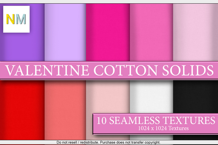 Second Life Marketplace - Valentine Cotton Solids Essentials Kit 10 ...