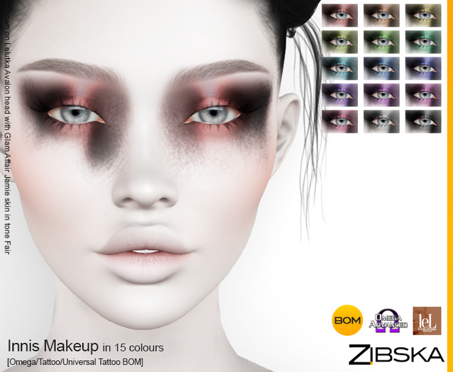 Second Life Marketplace - Zibska ~ Innis Makeup in 15 colors with Omega ...