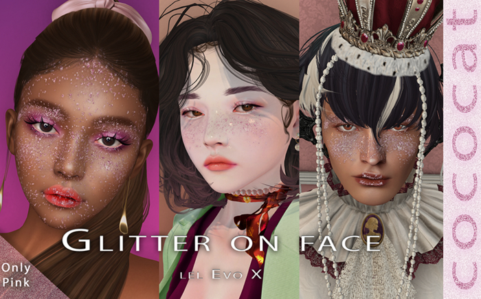Second Life Marketplace - .cococat. Glitter on face (EvoX) - Pink pack