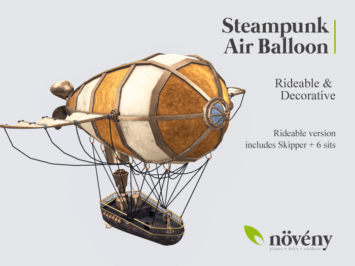 Second Life Marketplace - Noveny - Steampunk Air Balloon - Rezz Me