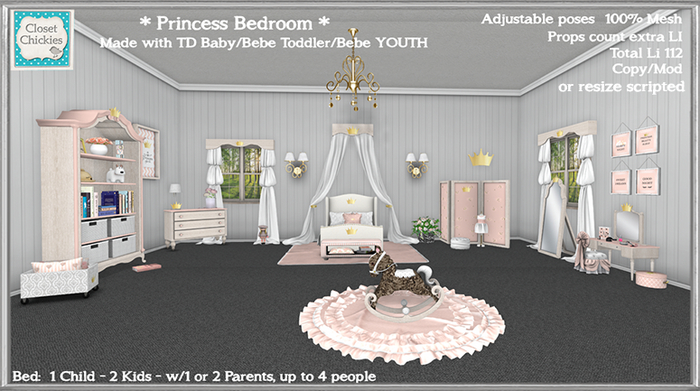 Second Life Marketplace - *CC* Princess Bedroom (TDBaby/Bebe Toddler ...