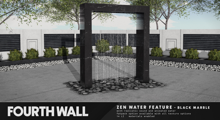 Second Life Marketplace - [FOURTH WALL] Zen Water Feature - Black Marble