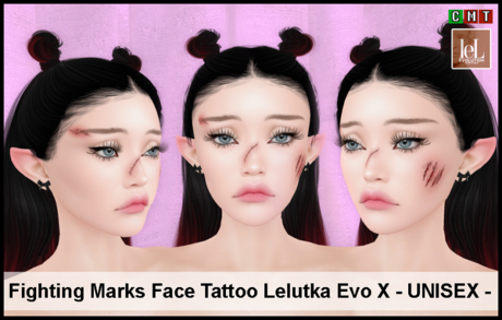 Second Life Marketplace - T&C Fight Marks Face Tattoo Lelutka Evo X Unisex
