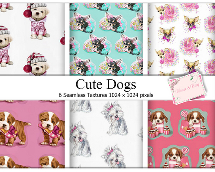 Second Life Marketplace - Cute Dogs - 6 Textures Seamless - NINA and RAY NR