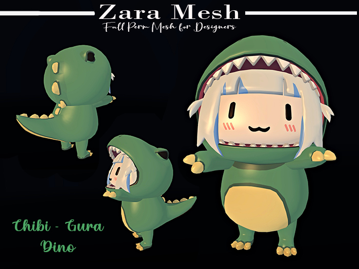 Second Life Marketplace - ZM - Chibi - Gura Dino - FULL PERM MESH