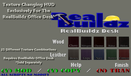 Second Life Marketplace - RealBuildz - Texture HUD - Desk