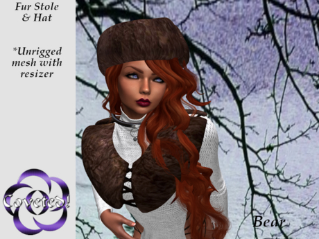 Second Life Marketplace - Fur Hat & Stole Bear by COVETED!