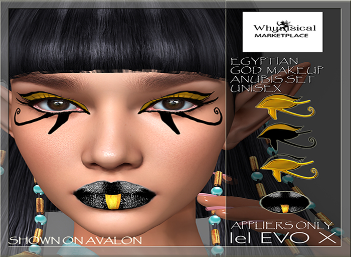 Second Life Marketplace - Egyptian God Anubis Makeup EvoX Unisex