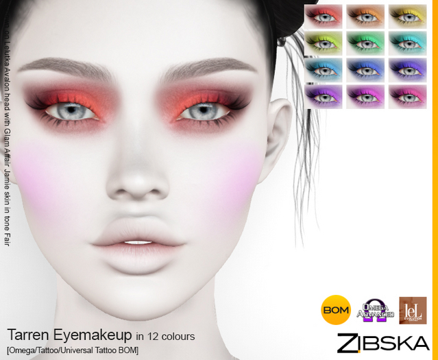 Second Life Marketplace - Zibska [50% Off] ~ Tarren Eyemakeup in 12 ...