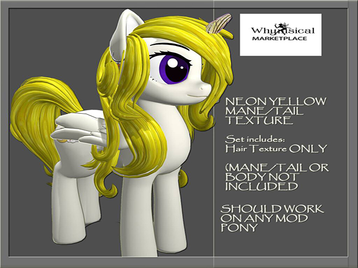 Second Life Marketplace - Neon Yellow Mane/Tail Hair Texture