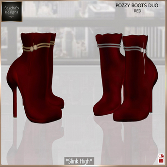 Second Life Marketplace - SAS - Pozzy Red Boots DuoPack (Slink High)