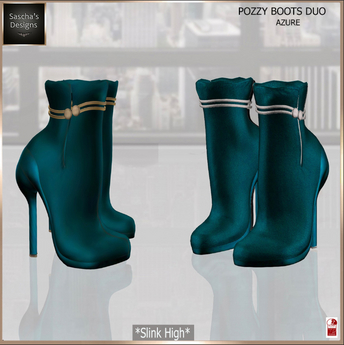 Second Life Marketplace - SAS - Pozzy Azure Boots DuoPack (Slink High)