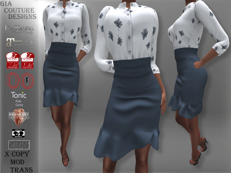 Second Life Marketplace - "GCD" Ruth Trumpet Skirt Outfit Blue