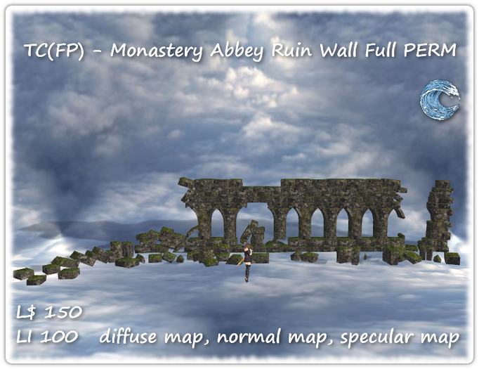 Second Life Marketplace - Monastery Abbey Ruin Wall Full PERM