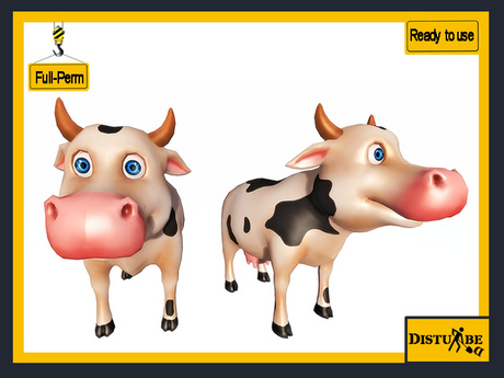 Second Life Marketplace - ::DisturbeD:: Cute Cow Toon - FULL PERM MESH