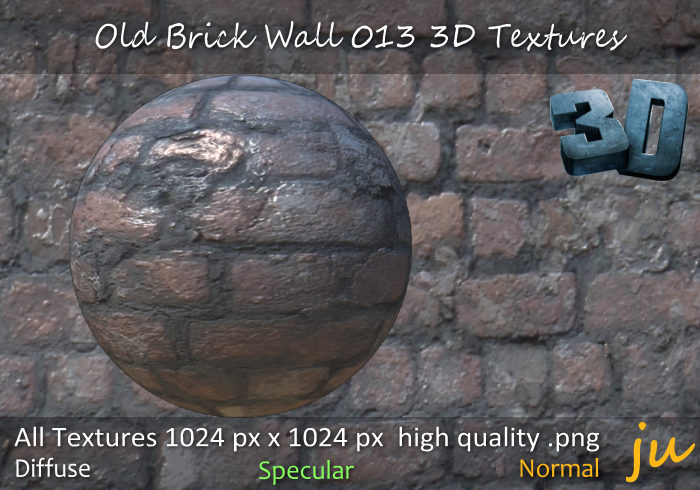 Second Life Marketplace - JU Old Brick Wall 013-DR 3D Textures Full Perm