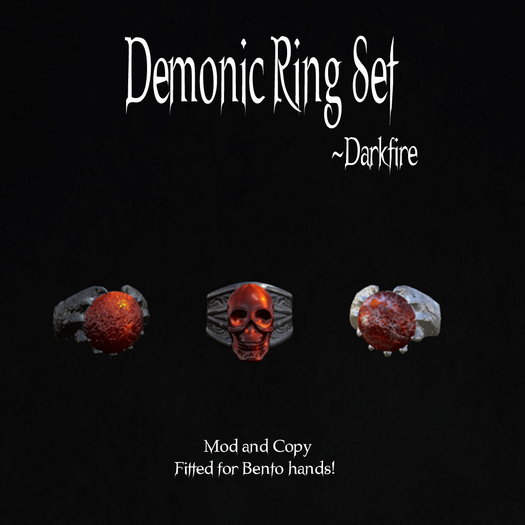 Second Life Marketplace - Demonic Ring Set: Darkfire