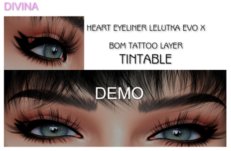 Second Life Marketplace - .:: Divina ::. Eyeliner Lelutka EvoX Heart ...