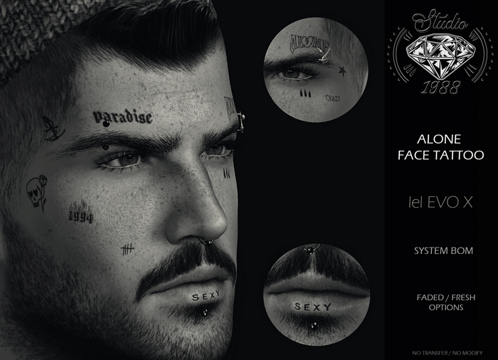Second Life Marketplace - Studio 1988_Alone Face Tattoo