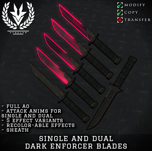 Second Life Marketplace - [Echelon] // Single And Dual Dark Enforcer Blades