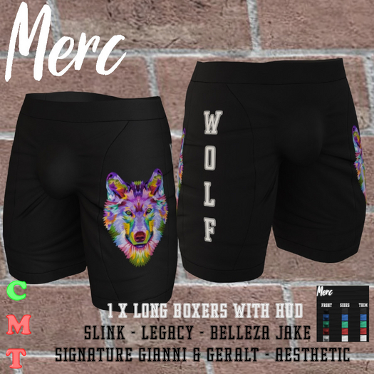 Second Life Marketplace - M -Z Boxers Long ( H5 ) - WOLF - Mens Fits