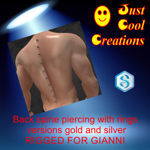 Second Life Marketplace - Back spine piercing with rings Gianni [DEMO]