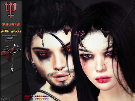 Second Life Marketplace - DIABOLI DESIGN - DEVIL HORNS (FATPACK)