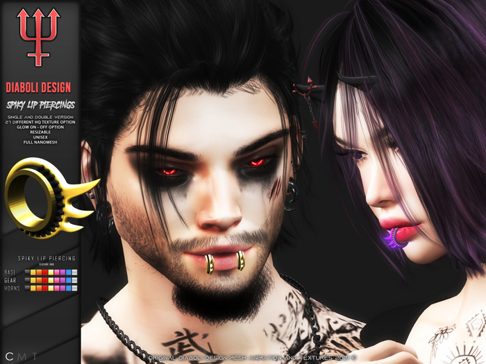 Second Life Marketplace - DIABOLI DESIGN - SPIKY LIP PIERCING