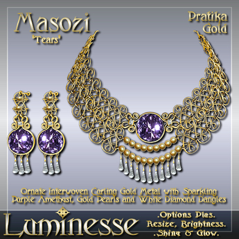 Second Life Marketplace - MASOZI "Tears" Pratika Necklace & Earrings ...
