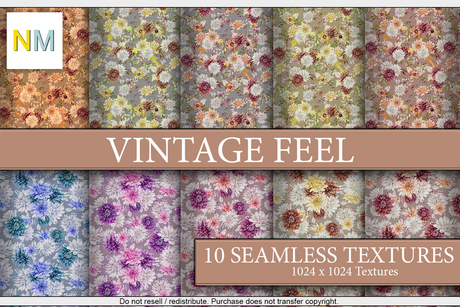 Second Life Marketplace - Vintage Feel Patterns Kit 10 Seamless Textures NM