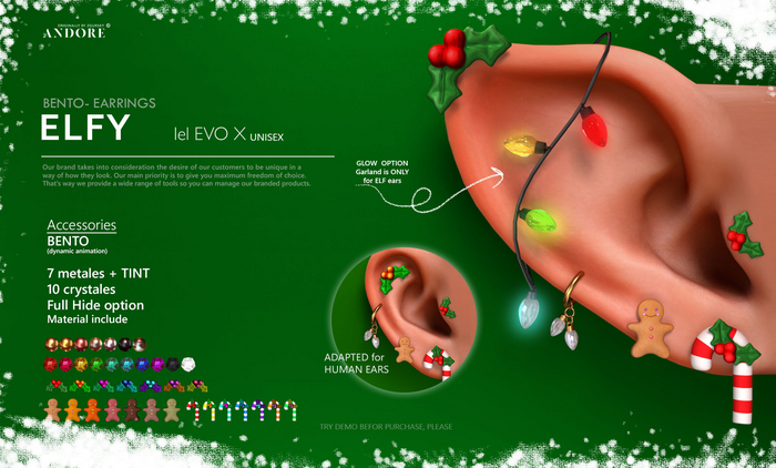 Second Life Marketplace - :ANDORE: - :ear-acc: - Elfy [MALE]