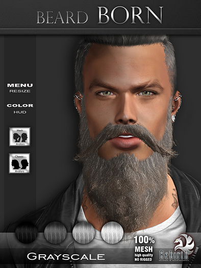 Second Life Marketplace - [//REBIRTH/]-BEARD_Born-Grayscale