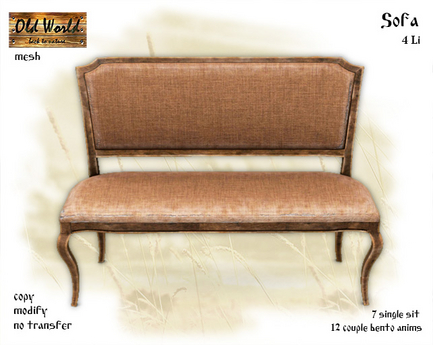Second Life Marketplace - Wooden sofa v1 - Old World - Medieval/ Rustic ...