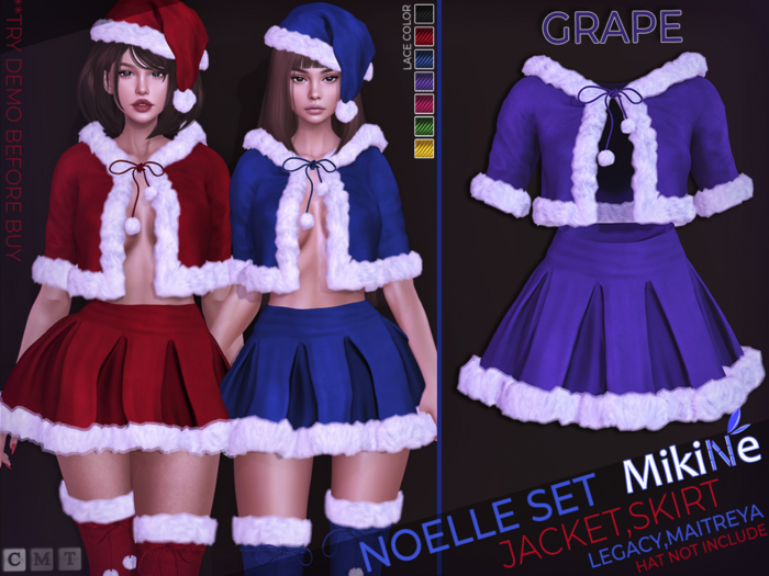 Second Life Marketplace - -MikiNe- Noelle Jacket&Skirt-Grape