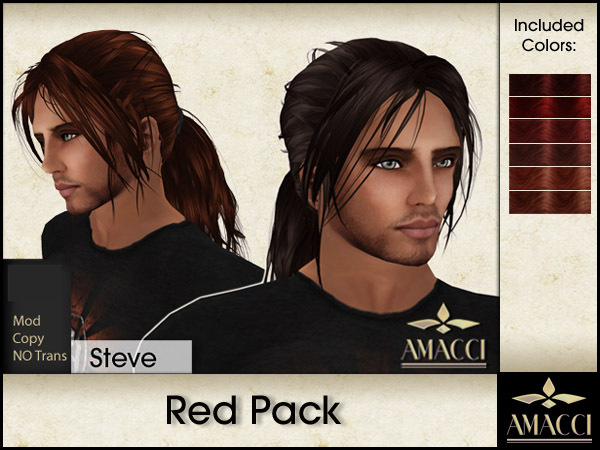 Second Life Marketplace - Amacci Hair ~ Steve - Red Pack