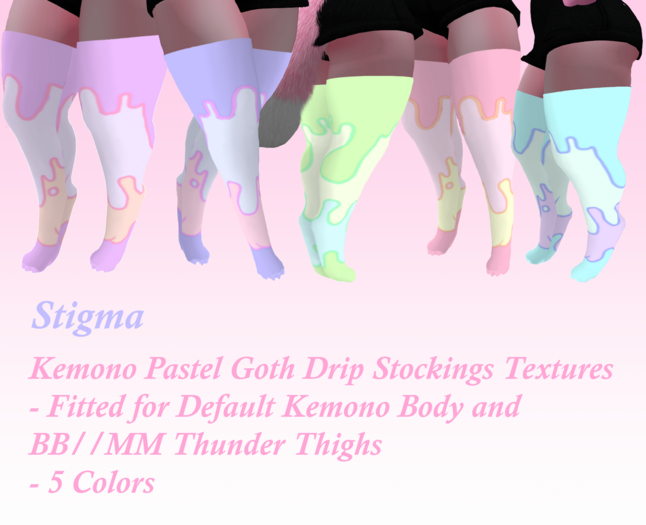 Second Life Marketplace - -Stigma- Kemono Pastel Goth Drip Stockings ...