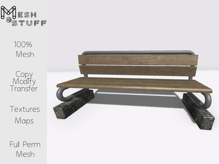 Second Life Marketplace - M&S City Bench Mesh Full Perm