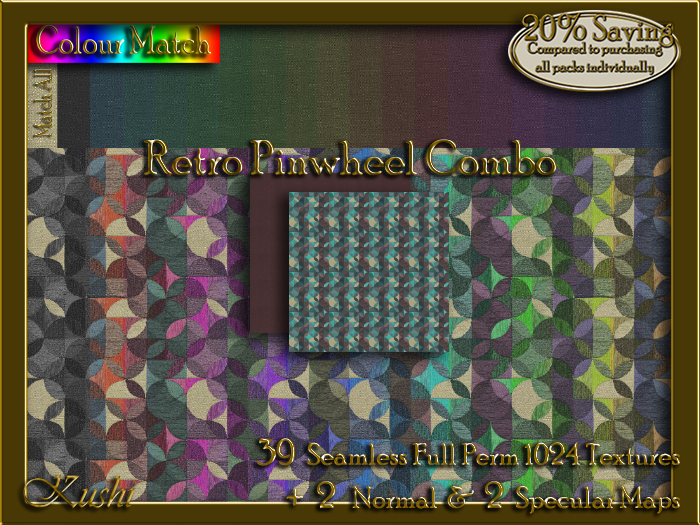 Second Life Marketplace - Retro Pinwheel Combo Seamless Texture Set
