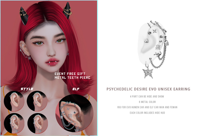 Second Life Marketplace - = DAE = Psychedelic desire earring all pack