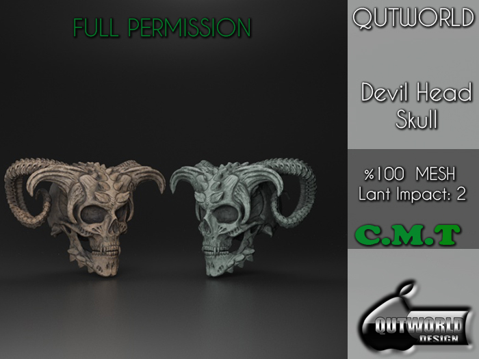 Second Life Marketplace - .::QUTWORLD Devil Head Skull::.FP
