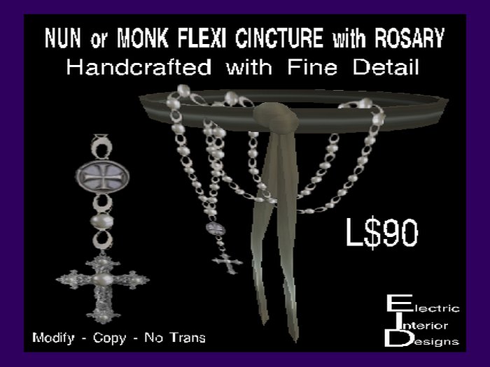 Second Life Marketplace - NUN or MONK Flexi Cincture and Rosary
