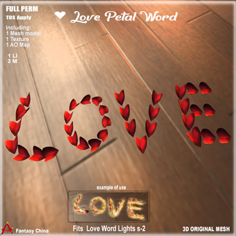 Second Life Marketplace - FC- FULL PERM Mesh Love Petal Word -LOVE WORD ...