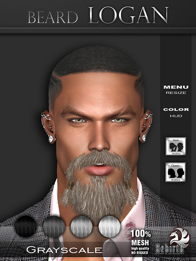 Second Life Marketplace - [//REBIRTH/]-BEARD_logan-Grayscale