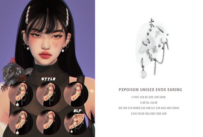 Second Life Marketplace Dae Pxpoison Evo Earring All Pack