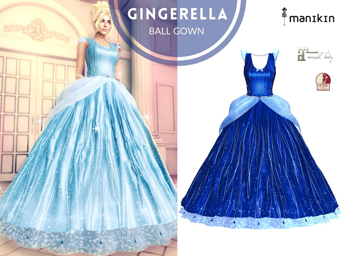 Second Life Marketplace - Manikin - Gingerella Gown - Dark Blue