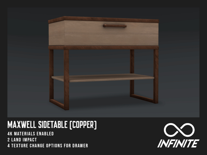Second Life Marketplace - Infinite - Maxwell Sidetable (Copper)